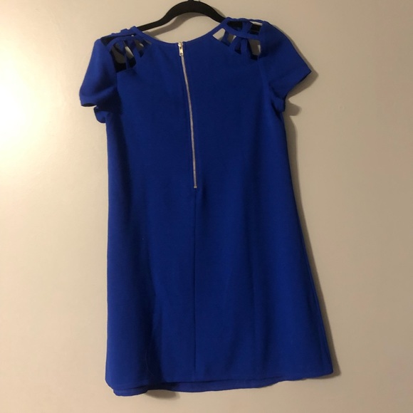 Dresses | Royal Blue Flowy Dress With Caged Shoulders | Poshmark